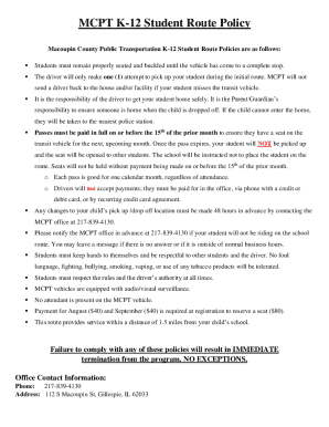 Fillable Online Mcpt K-12 Student Route Policy Fax Email Print - pdfFiller