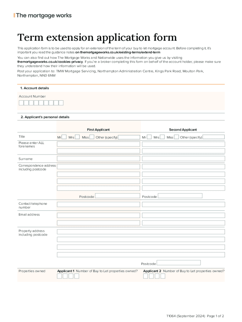 Fillable Online Term Extension Application for Buy to Let Mortgage Fax ...