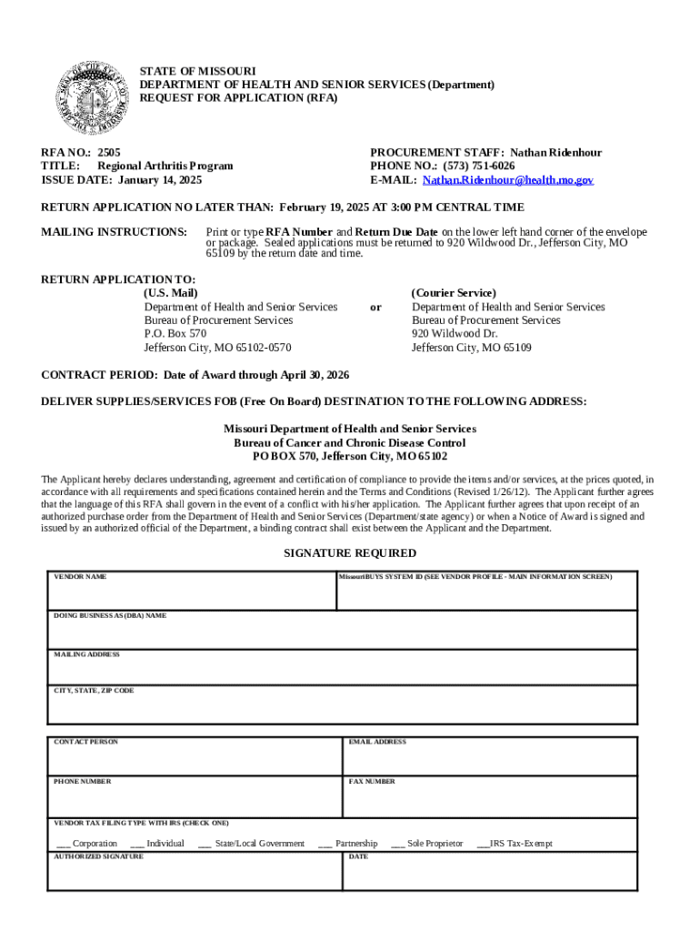 Request for Application (rfa) - health mo Doc Template | pdfFiller