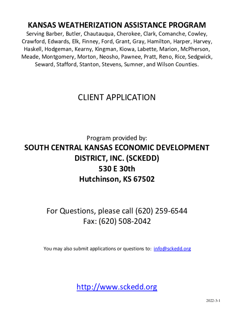 Fillable Online Kansas Weatherization Assistance Program Fax Email ...