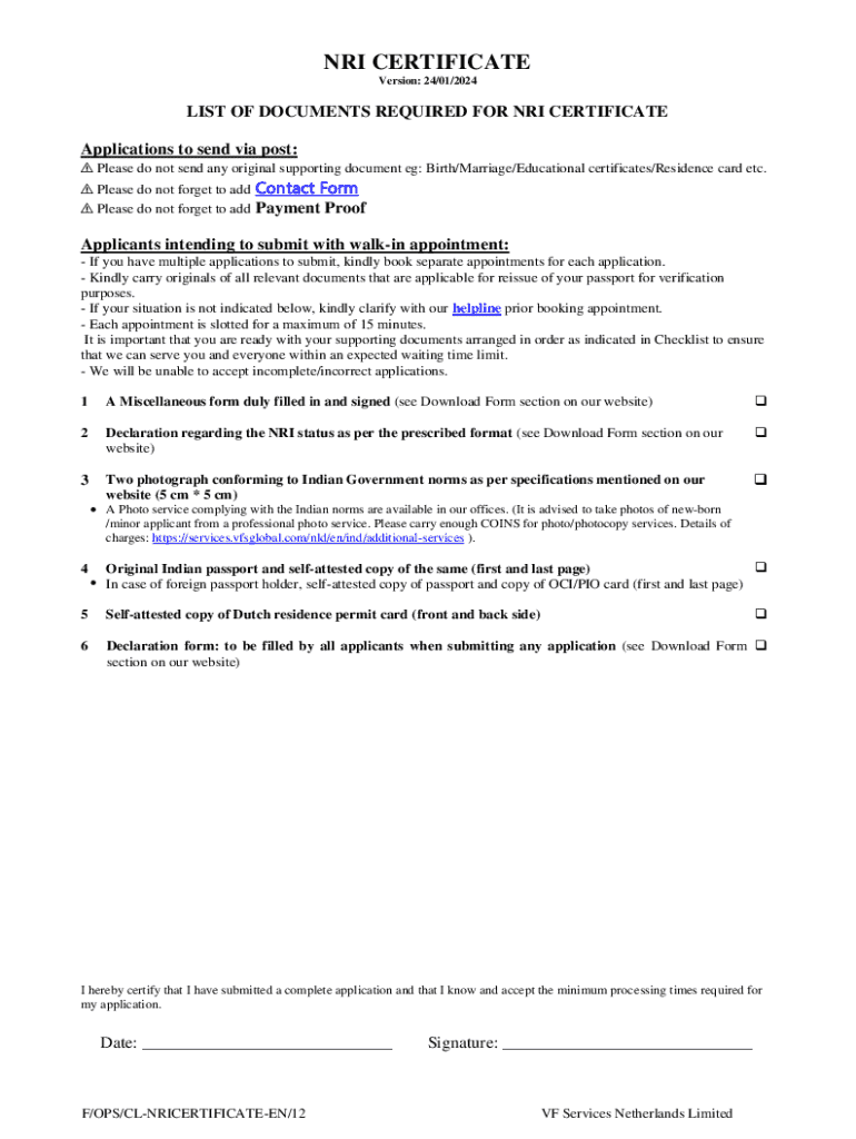 Fillable Online Nri Certificate Application Fax Email Print - pdfFiller