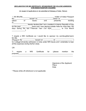 Fillable Online Nri Certificate Declaration Form Fax Email Print - pdfFiller