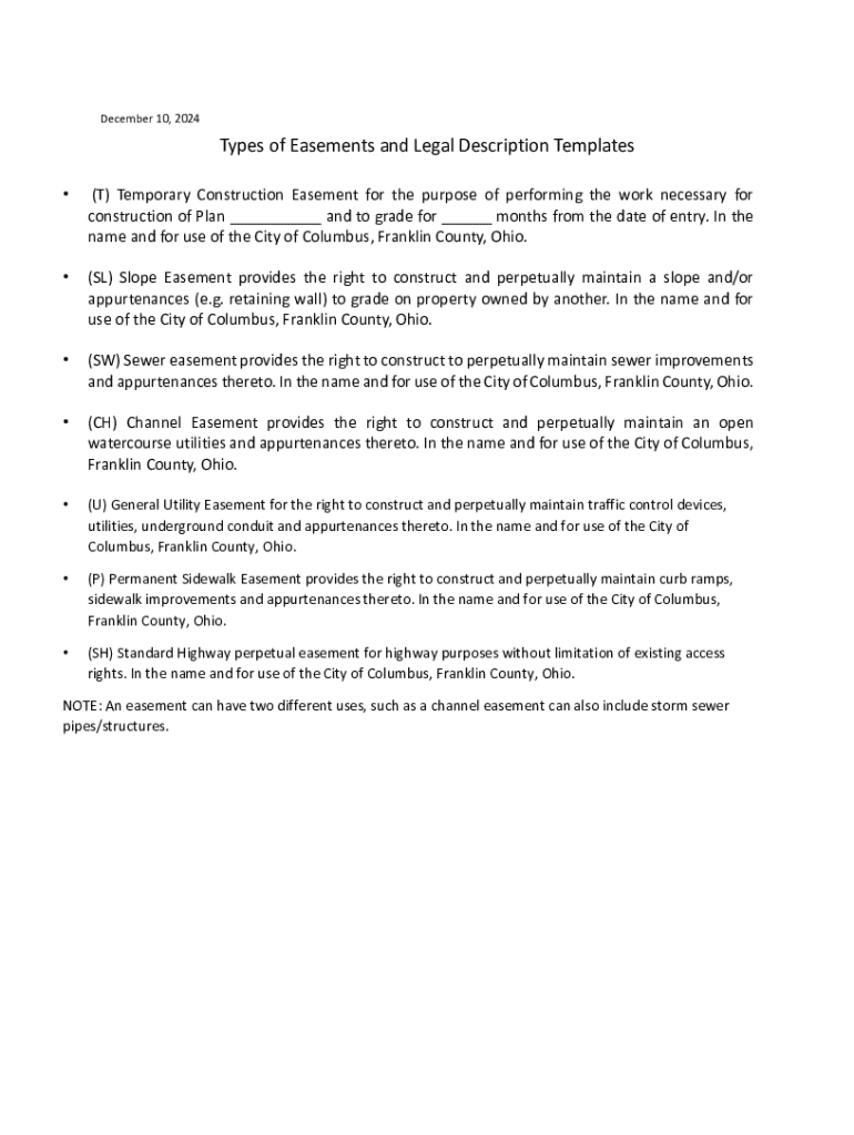 Fillable Online (T) Temporary Construction Easement for the purpose of ...