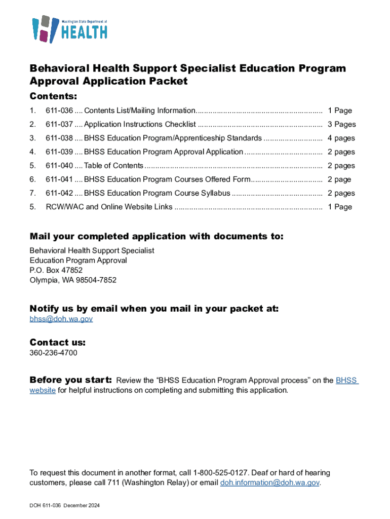 Fillable Online Behavioral Health Support Specialist Education Program Approval Application Fax ...
