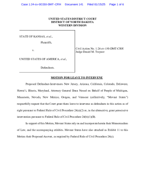 Fillable Online Motion for Leave to Intervene Fax Email Print - pdfFiller