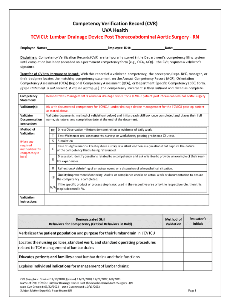 Fillable Online Tcvicu: Lumbar Drainage Device Post Thoracoabdominal Aortic Surgery - Rn Fax ...
