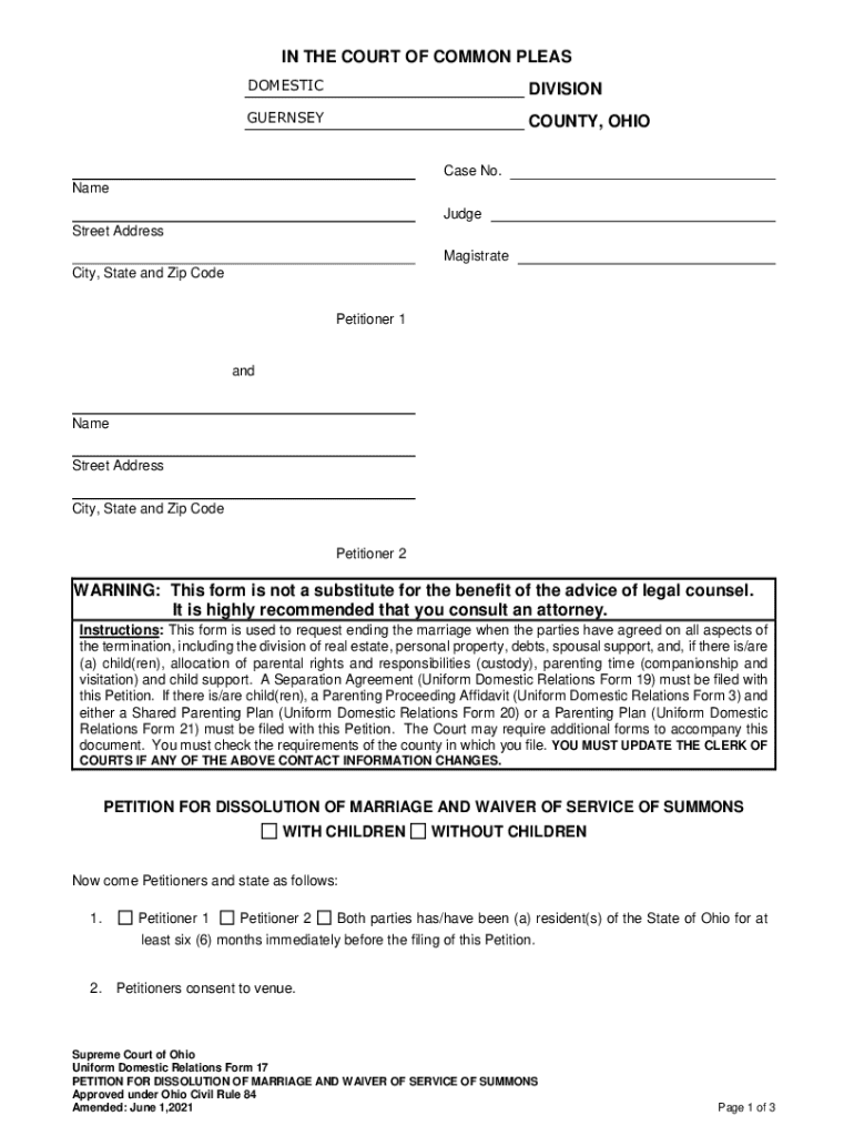 Fillable Online Petition for Dissolution of Marriage Fax Email Print ...