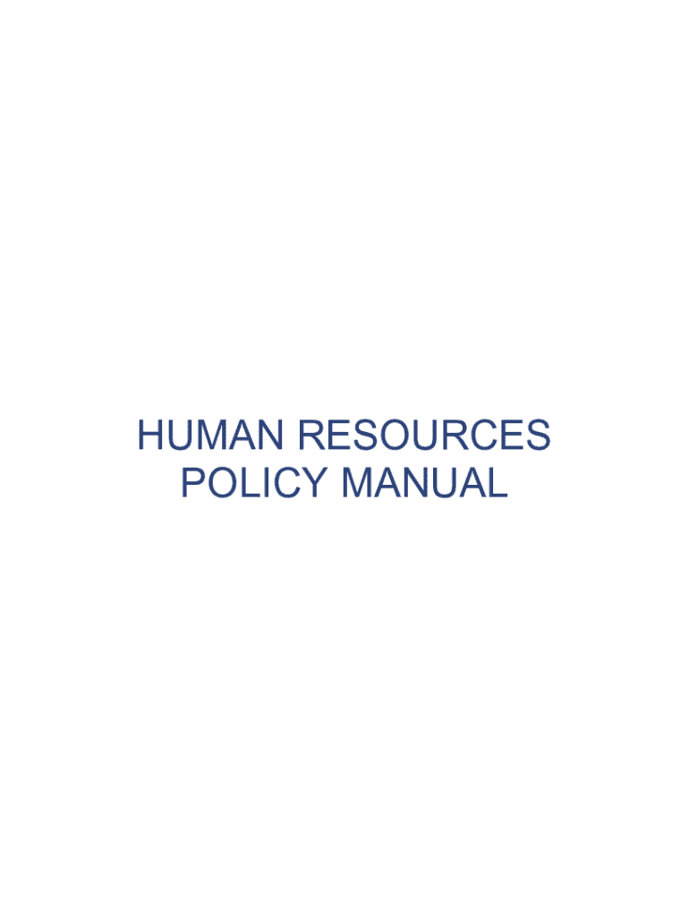 Fillable Online Human Resources Policy Manual Fax Email Print - pdfFiller