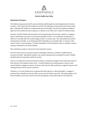 Fillable Online Church Facility Use Policy Fax Email Print - pdfFiller