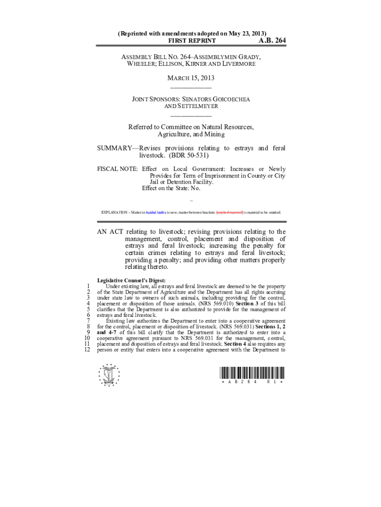 Fillable Online Assembly Bill No. 264 Fax Email Print - pdfFiller