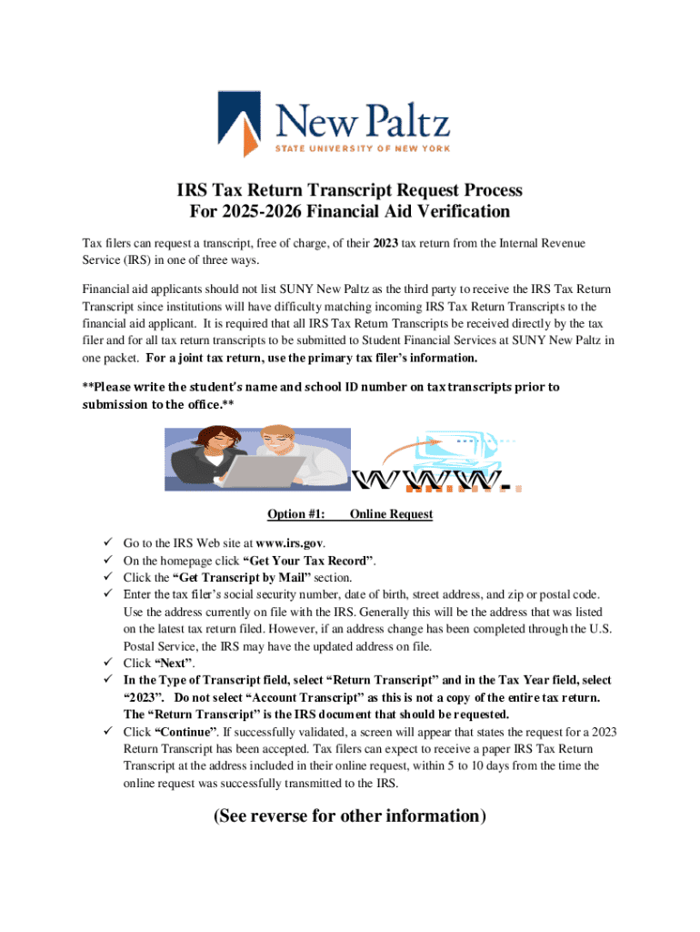 Fillable Online Tax filers can request a transcript, free of charge, of ...