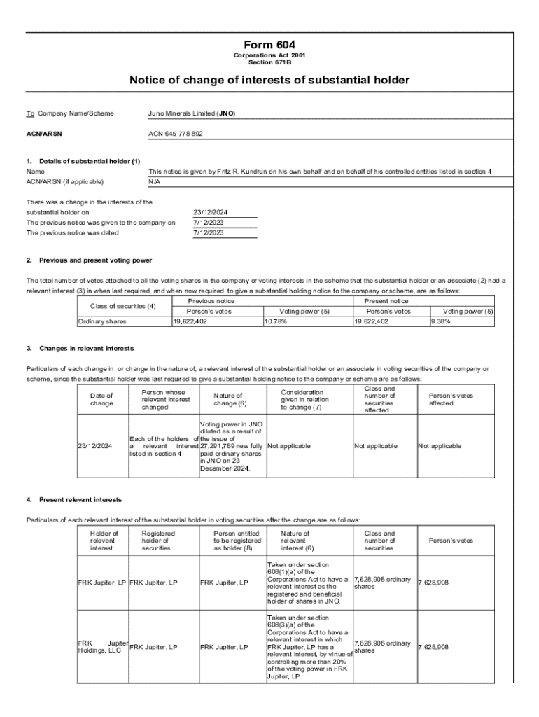 Fillable Online Notice of Change of Interests of Substantial Holder Fax ...