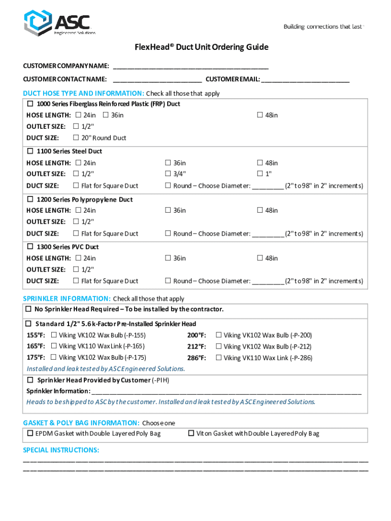 Fillable Online Flexhead® Duct Unit Ordering Guide Fax Email Print ...