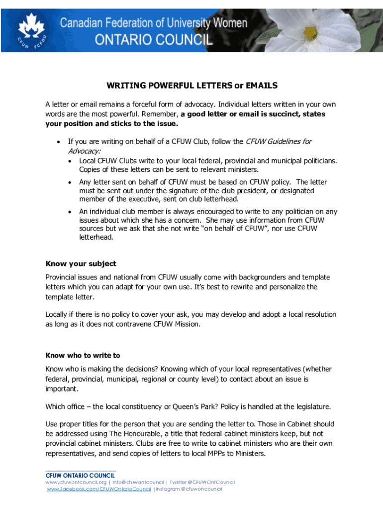 Fillable Online WRITING POWERFUL LETTERS or EMAILS Fax Email Print - pdfFiller