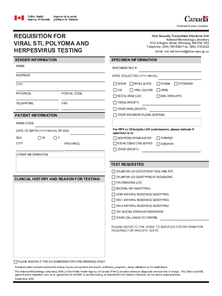 Fillable Online Requisition for Viral Sti Testing Fax Email Print ...