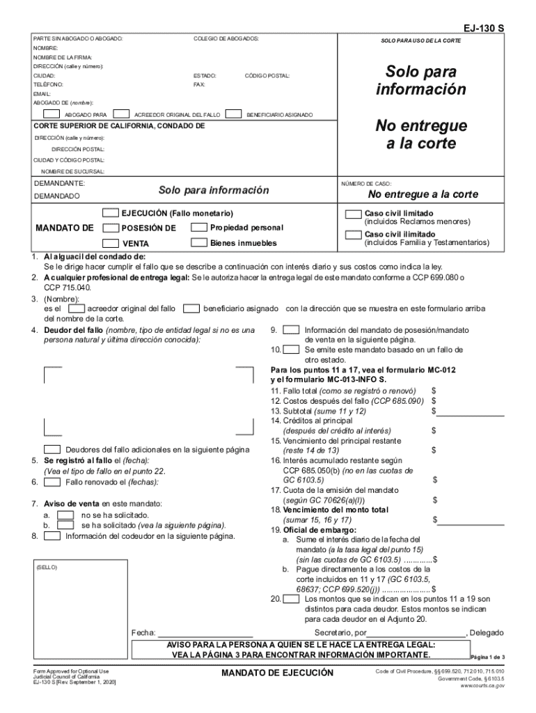 Rellenable en línea Mandato De EjecuciÓn Fax Email Imprimir - pdfFiller