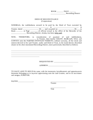 Deed of Reconveyance Doc Template | pdfFiller