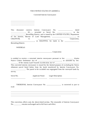 Corrected Interim Conveyance Doc Template | pdfFiller