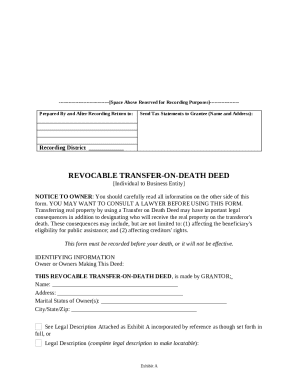 Revocable Transfer-on-death Deed Doc Template | pdfFiller