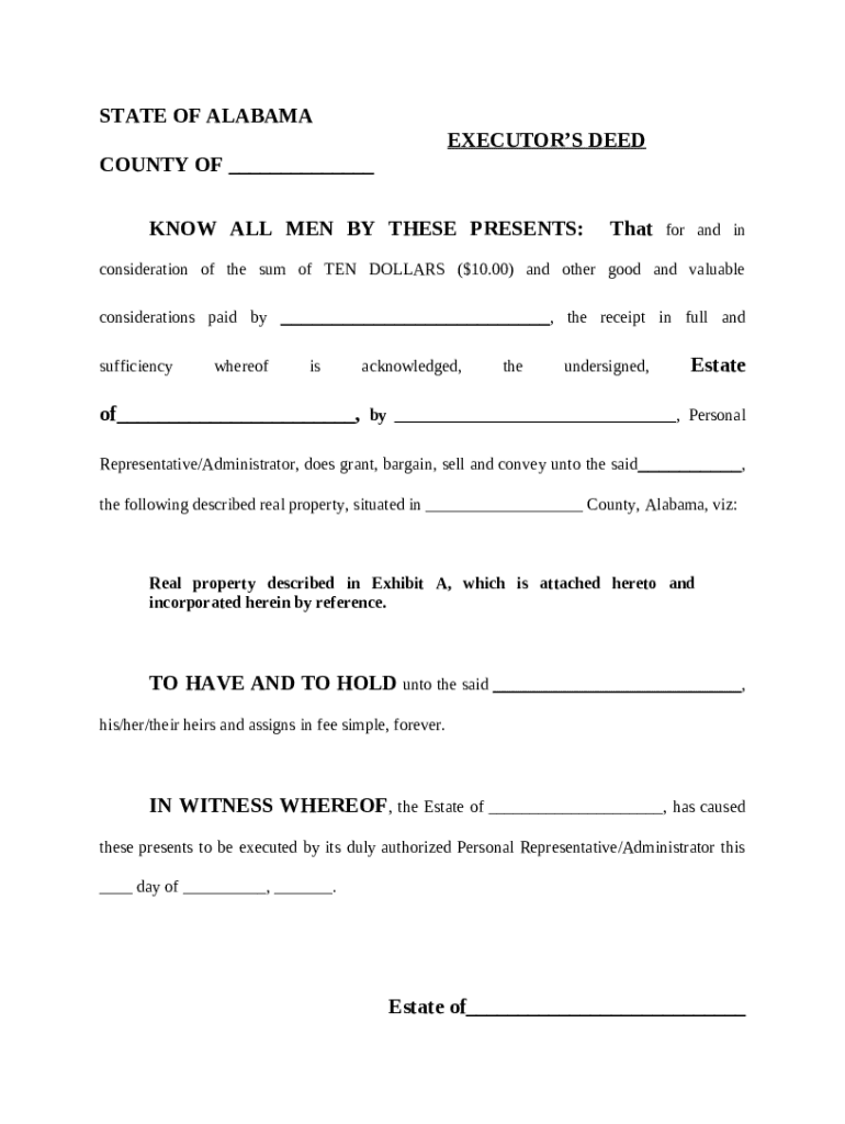 Executor's Deed Doc Template | pdfFiller