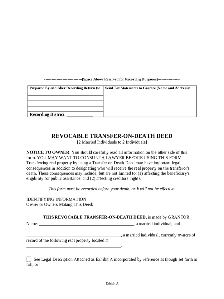 Revocable Transfer-on-death Deed Doc Template | pdfFiller