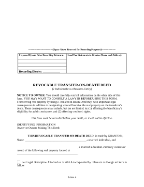 Revocable Transfer-on-death Deed Doc Template | pdfFiller