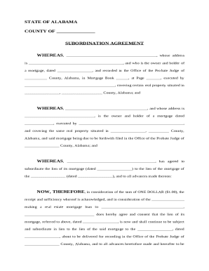 Subordination Agreement Doc Template | pdfFiller