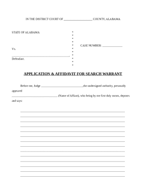 Application & Affidavit for Search Warrant Doc Template | pdfFiller