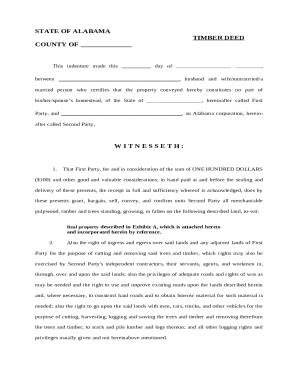 Timber Deed Doc Template | pdfFiller