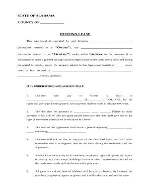 Hunting Lease Agreement Doc Template | pdfFiller