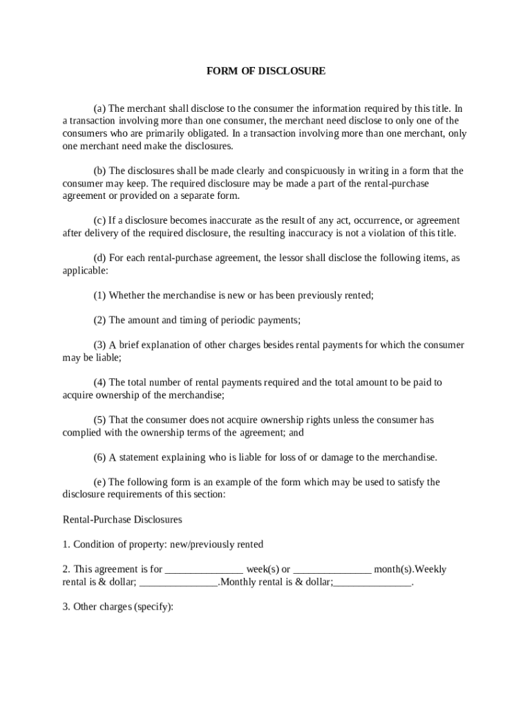 of Disclosure Doc Template | pdfFiller