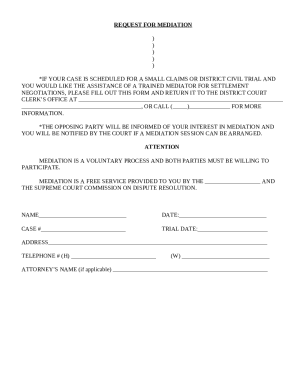 Request for Mediation Doc Template | pdfFiller