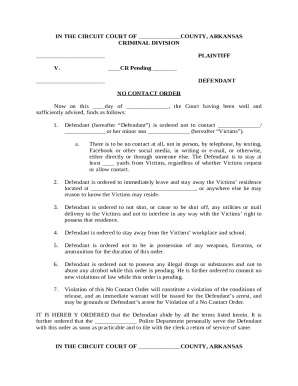 No Contact Order Doc Template | pdfFiller