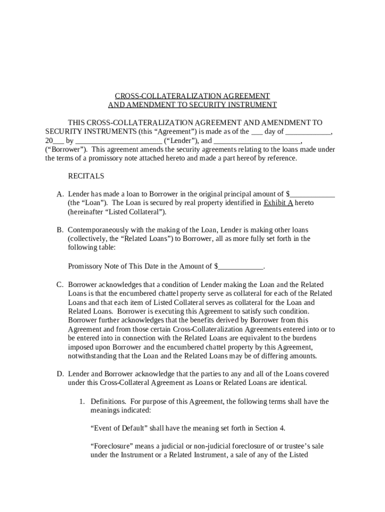 Cross-collateralization Agreement Doc Template | pdfFiller