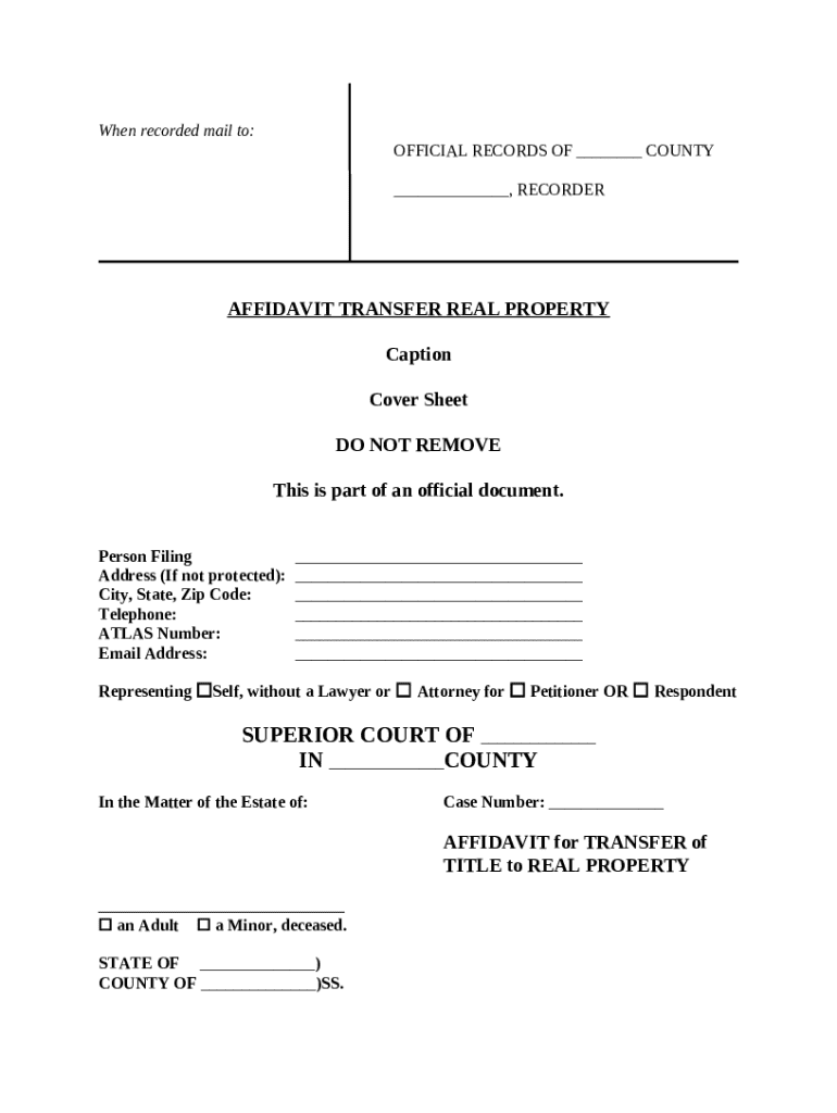 Affidavit Transfer Real Property Doc Template | pdfFiller