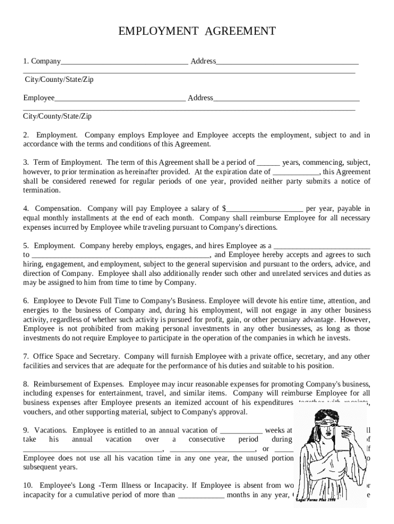 Employment Agreement Doc Template | pdfFiller