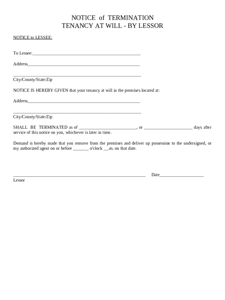 Notice of Termination Doc Template | pdfFiller