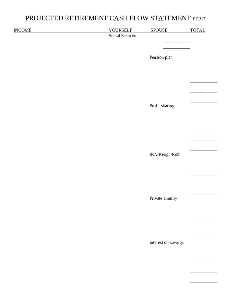 Retirement Cash Flow Statement Template - Blank Fillable Template ...