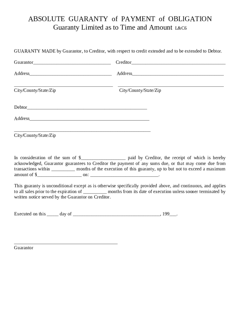 Guaranty Agreement Doc Template | pdfFiller