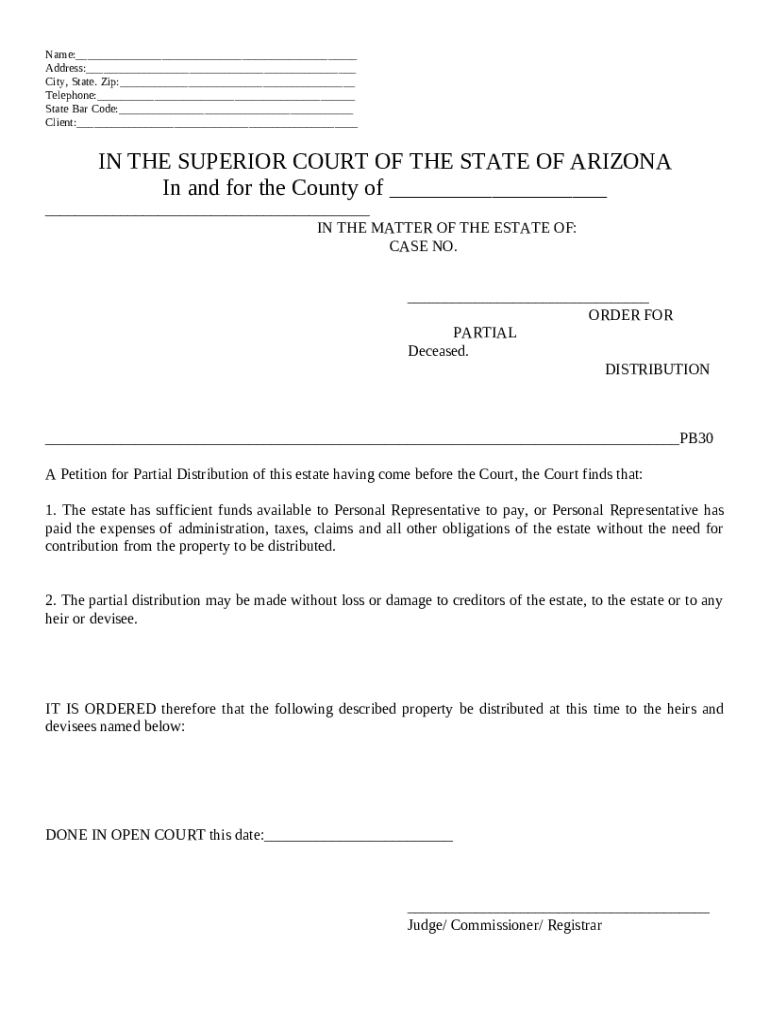 ORDER FOR PARTIAL Doc Template | pdfFiller