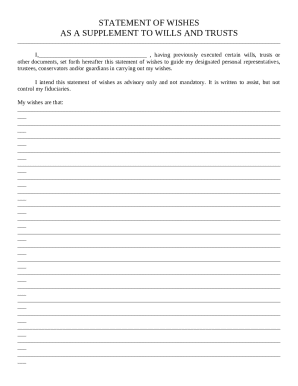 Statement of Wishes Doc Template | pdfFiller