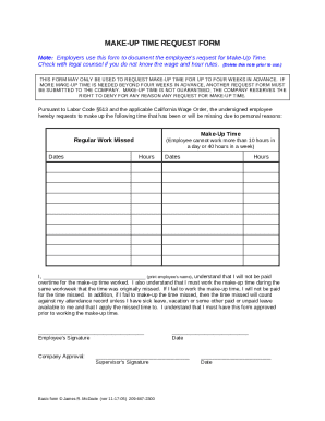 Make-up Time Request Doc Template | pdfFiller