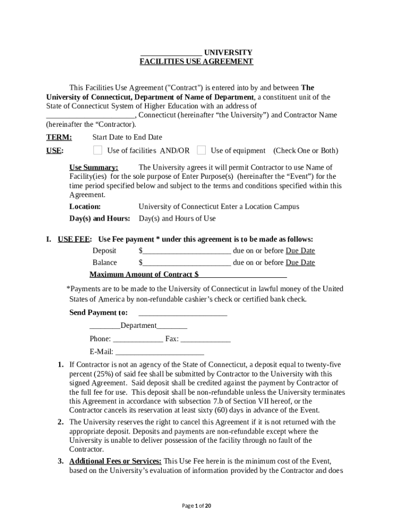 Facilities Use Agreement Doc Template | pdfFiller
