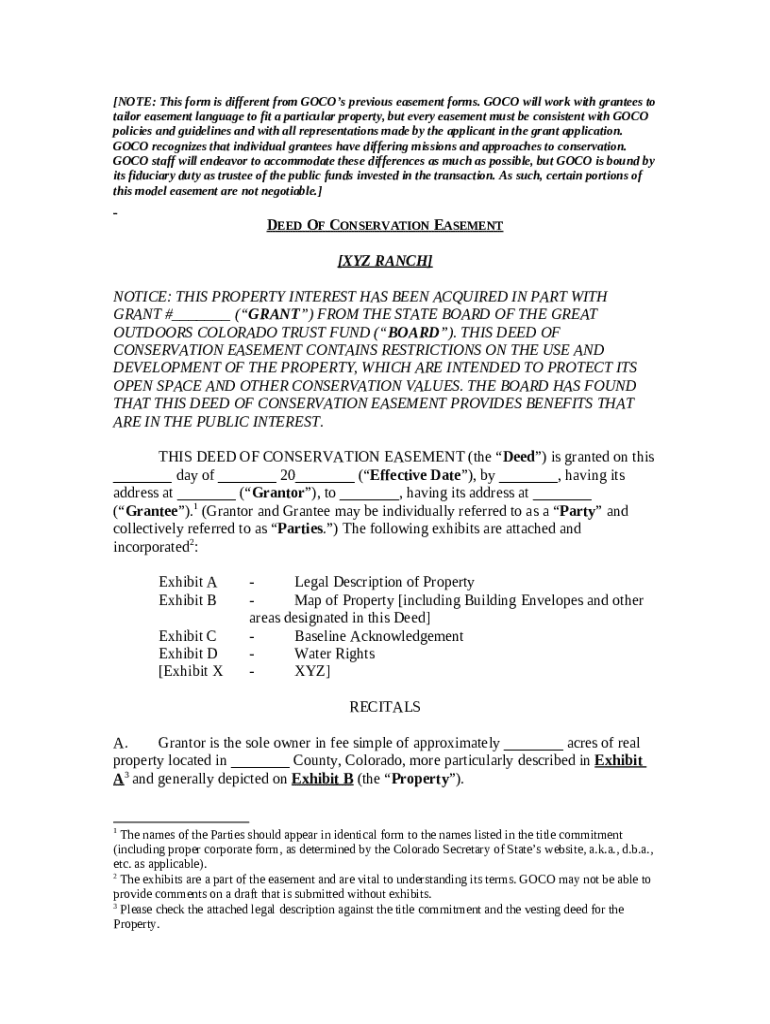 Deed of Conservation Easement Doc Template | pdfFiller