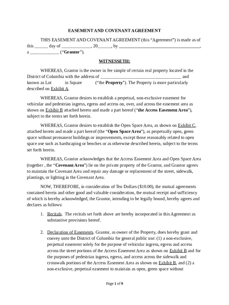 Easement and Covenant Agreement Doc Template | pdfFiller