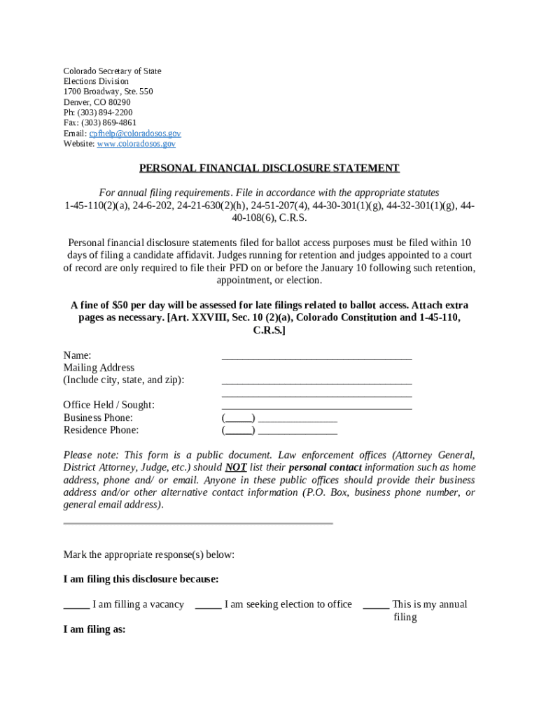 Personal Financial Disclosure Statement Doc Template | pdfFiller