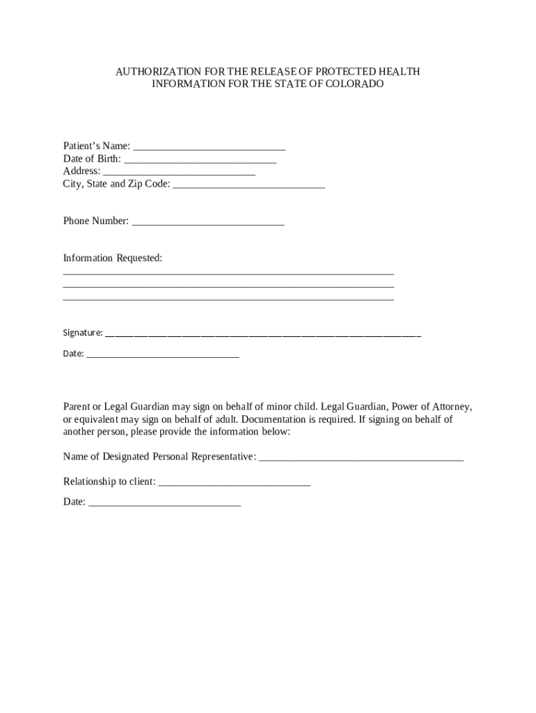 Authorization for the Release of Protected Health Ination Doc Template | pdfFiller