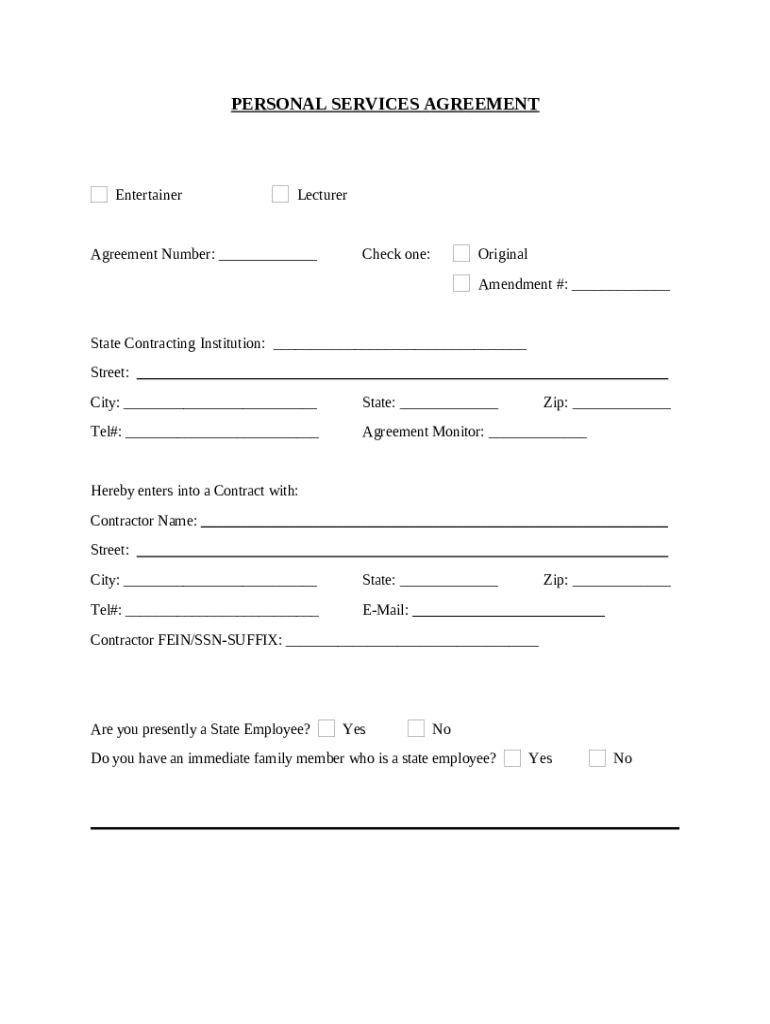 Personal Services Agreement Doc Template | pdfFiller