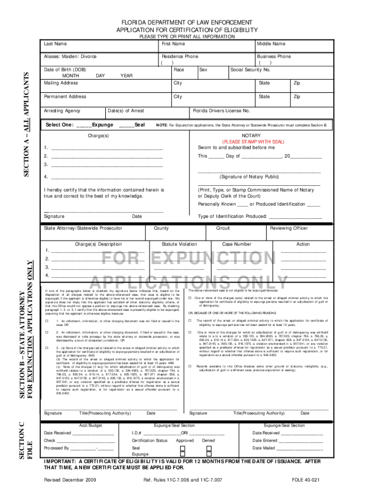Fillable Online Florida Department of Law Enforcement Application for ...