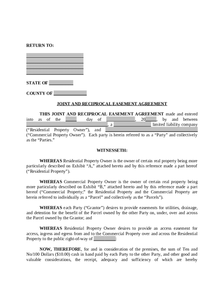 JOINT AND RECIPROCAL EASEMENT AGREEMENT Doc Template | pdfFiller
